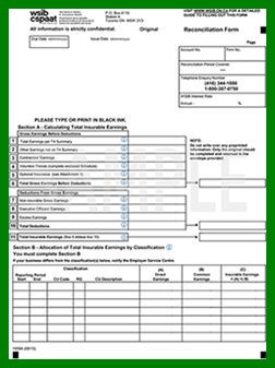 Completing the reconciliation form | WSIB